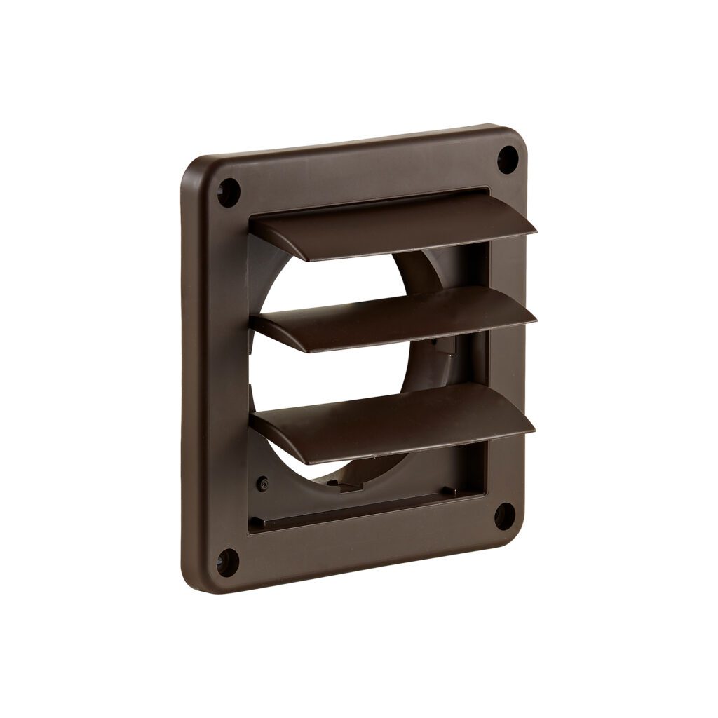 4 inch Brown Plastic Exhaust Wall Louvered Vent (Retail) - Item #2677B-R