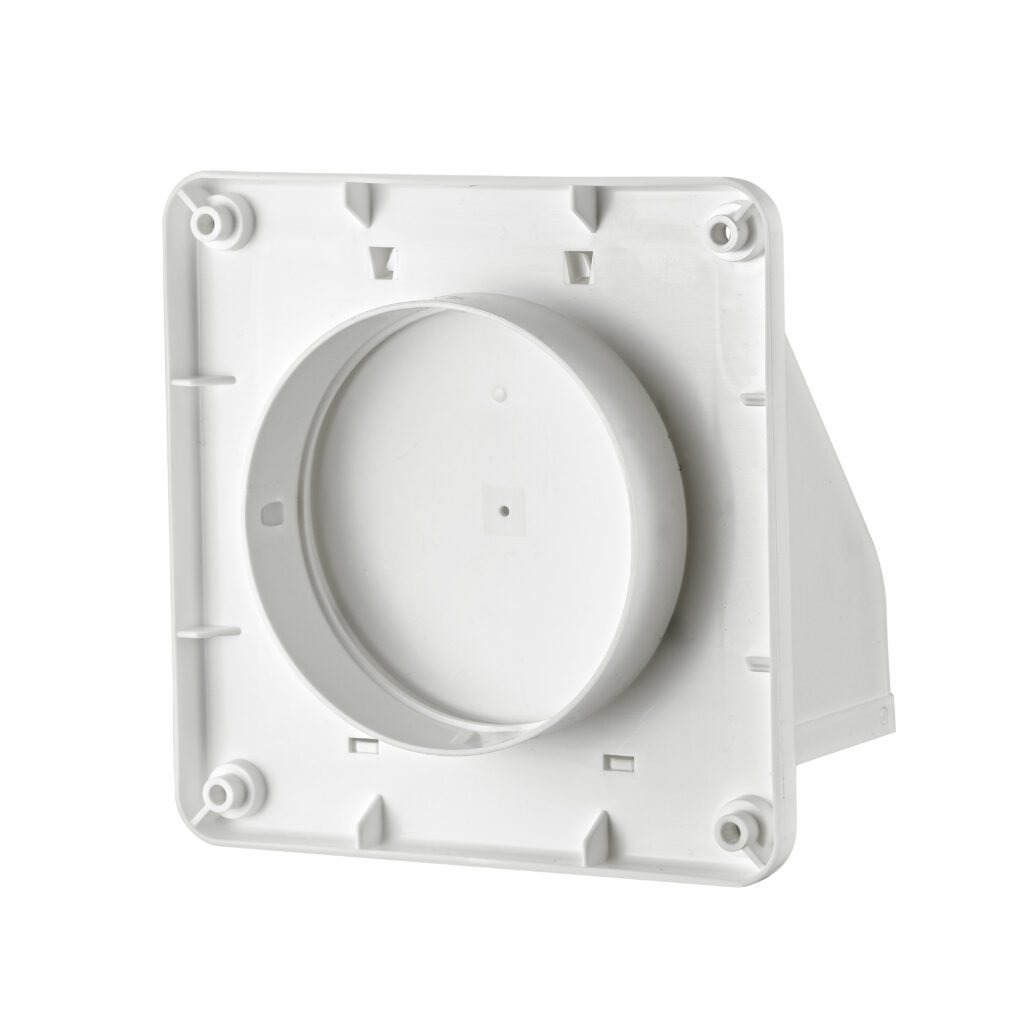 4 inch White Plastic Exhaust Wall Hood Vent - Item #224W-B