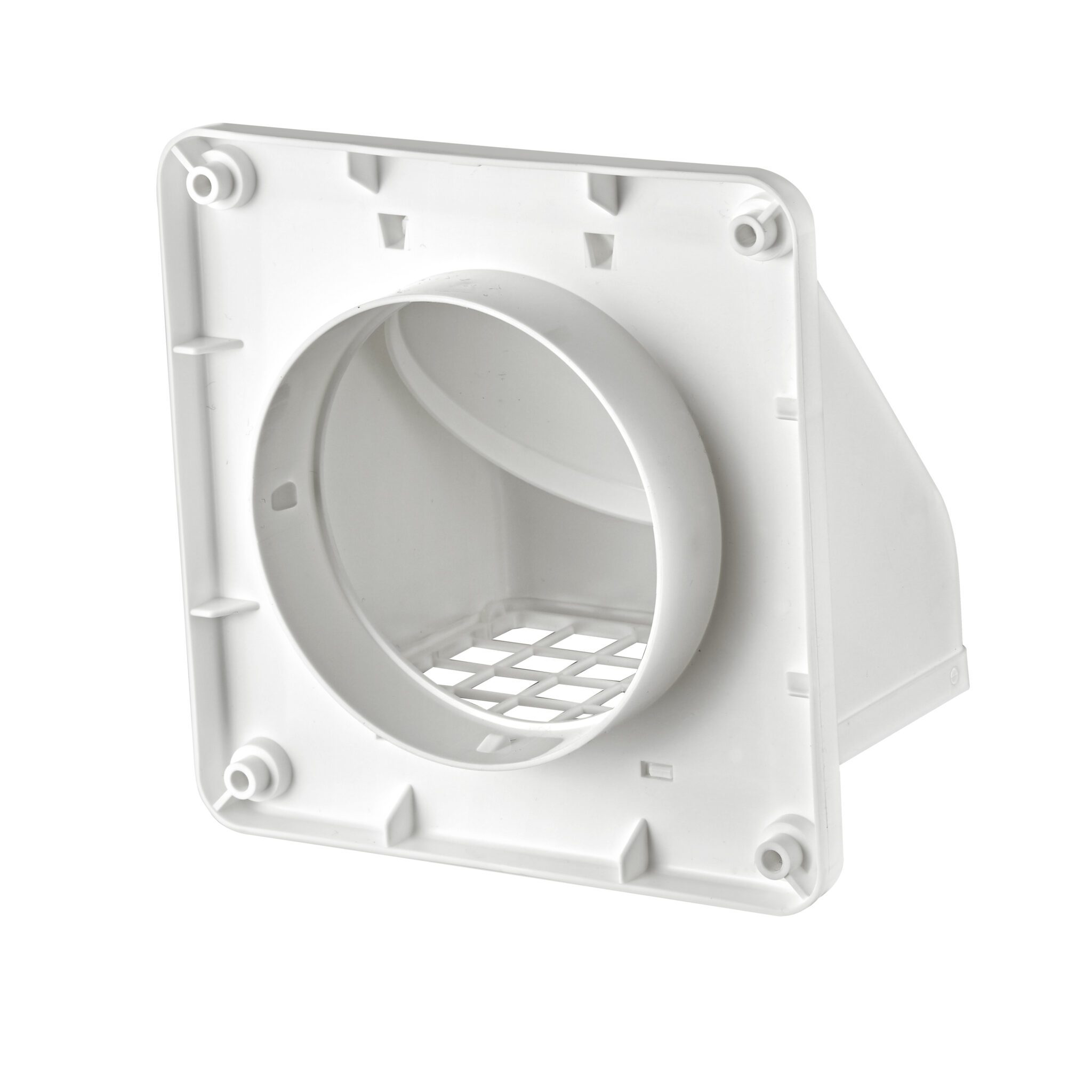 4 inch White Plastic Exhaust Wall Hood Vent - Item #224W-B