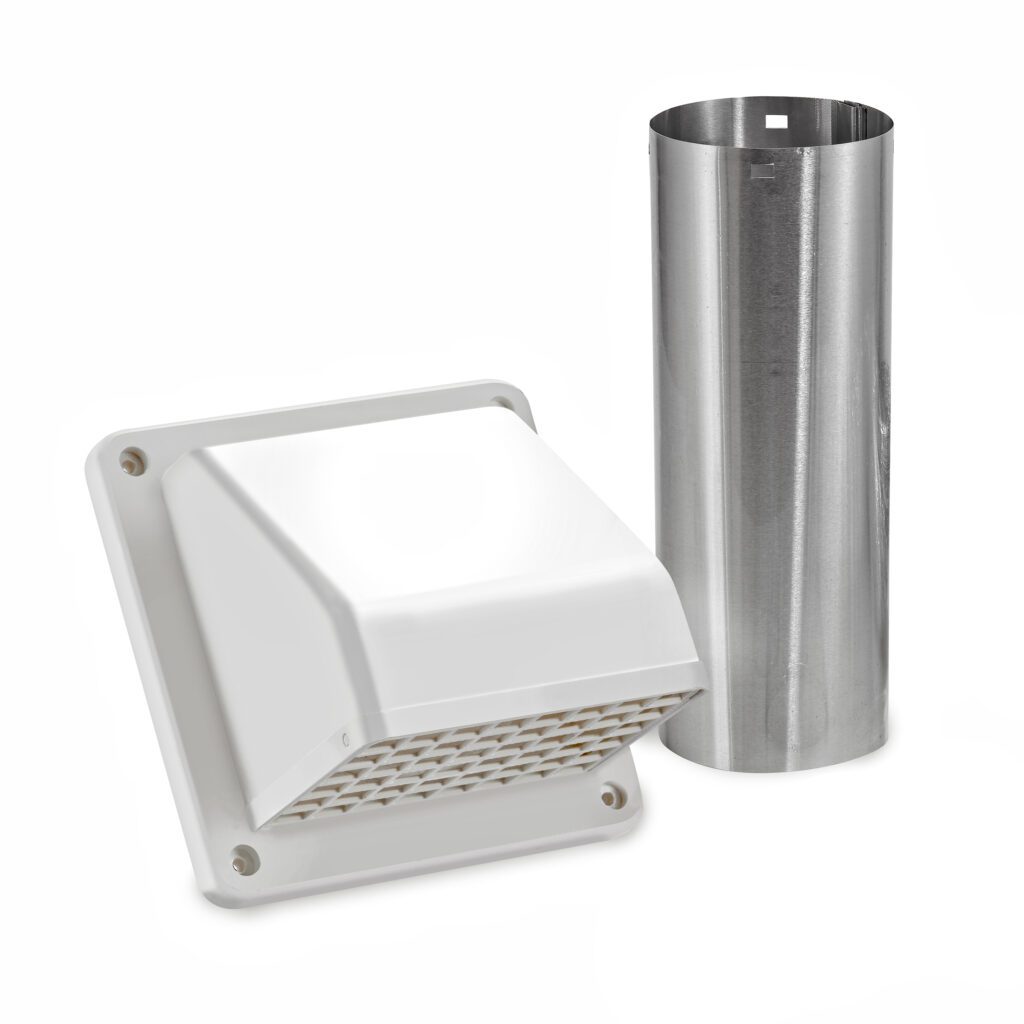 4 inch White Plastic Exhaust Wall Hood Vent (Unassembled) - Item #224WKD