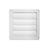 6 inch White Plastic Exhaust Wall Louvered Vent - Item #361W
