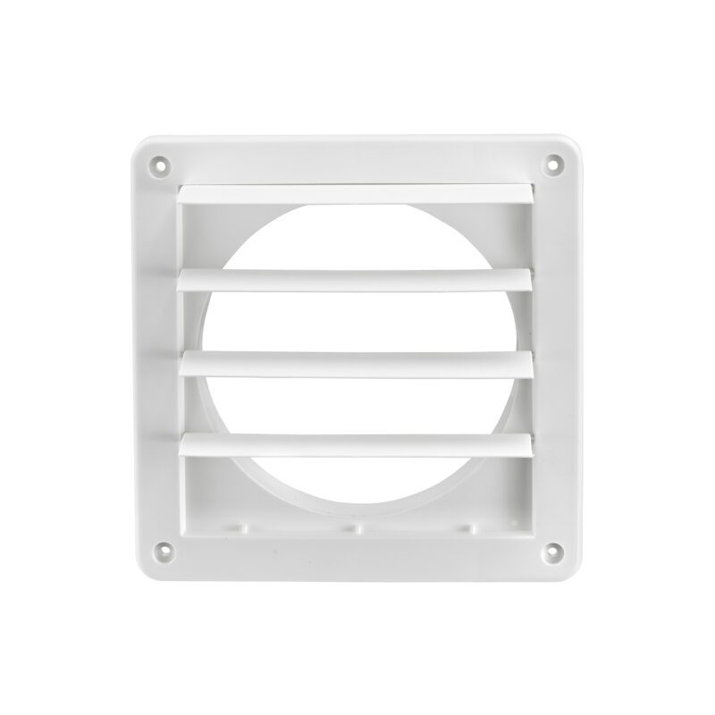 6 inch White Plastic Exhaust Wall Louvered Vent - Item #361W