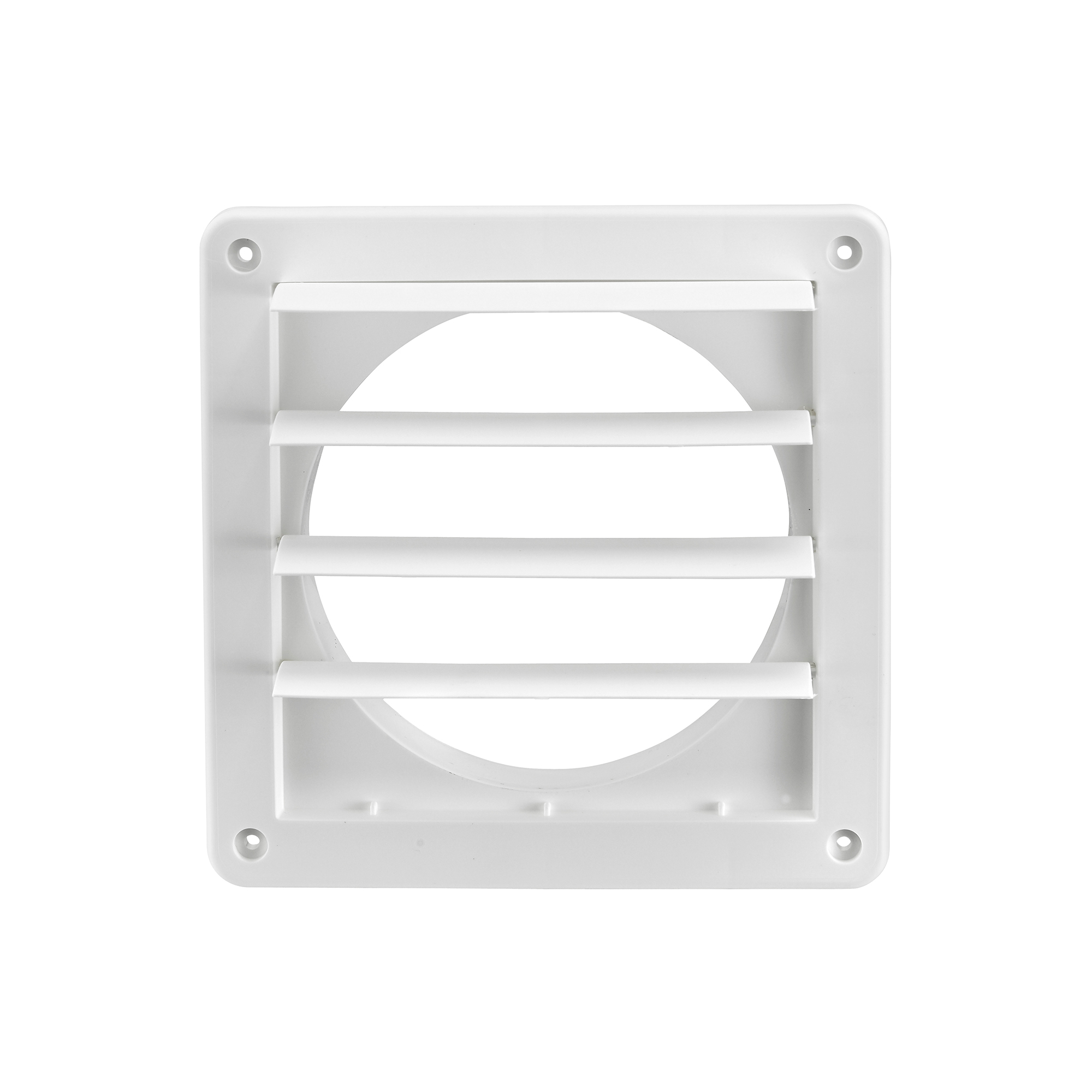 6 inch White Plastic Exhaust Wall Louvered Vent - Item #361W