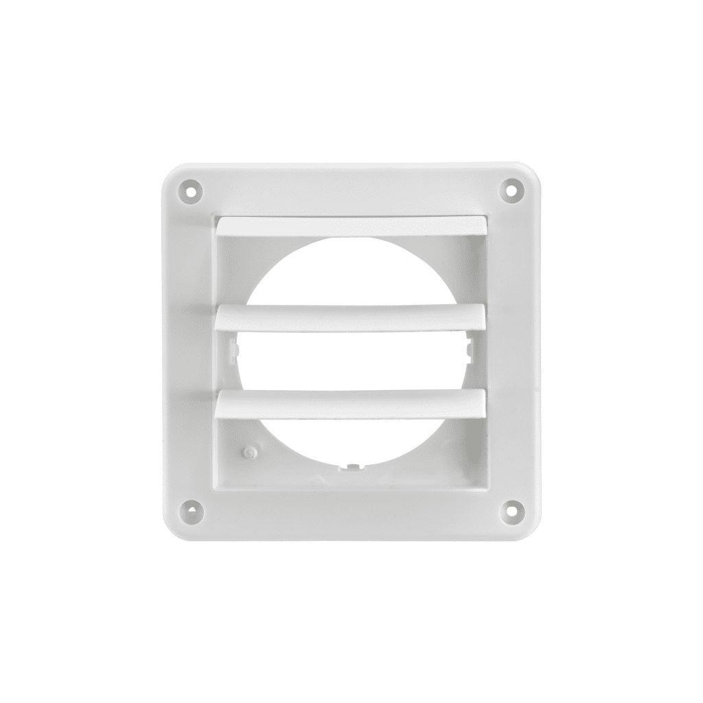 4 inch White Plastic Exhaust Wall Louvered Vent (Retail) - Item #2676W-R