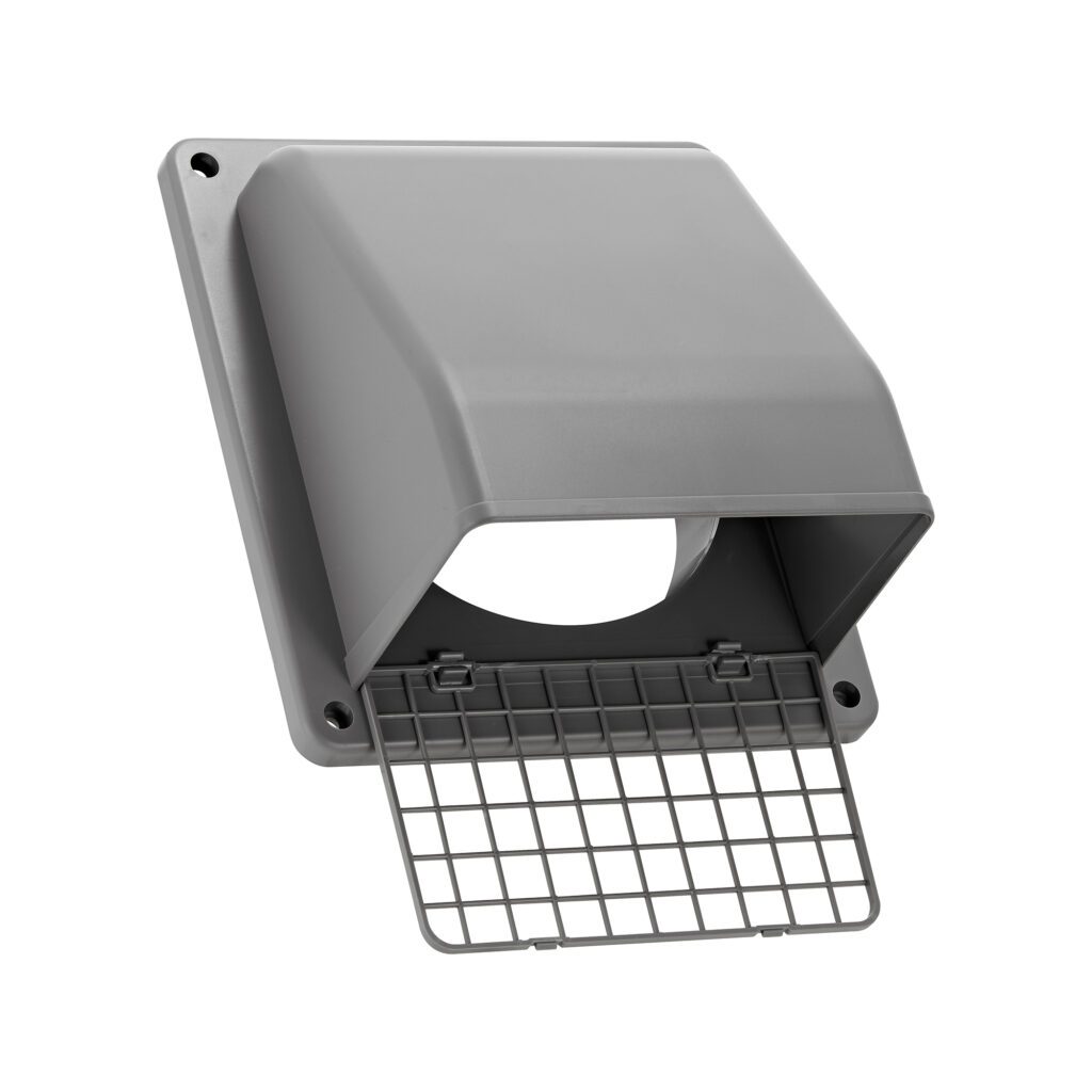 6 inch Gray Plastic Wall Exhaust or Air Intake Vent - Hinged Screen ...