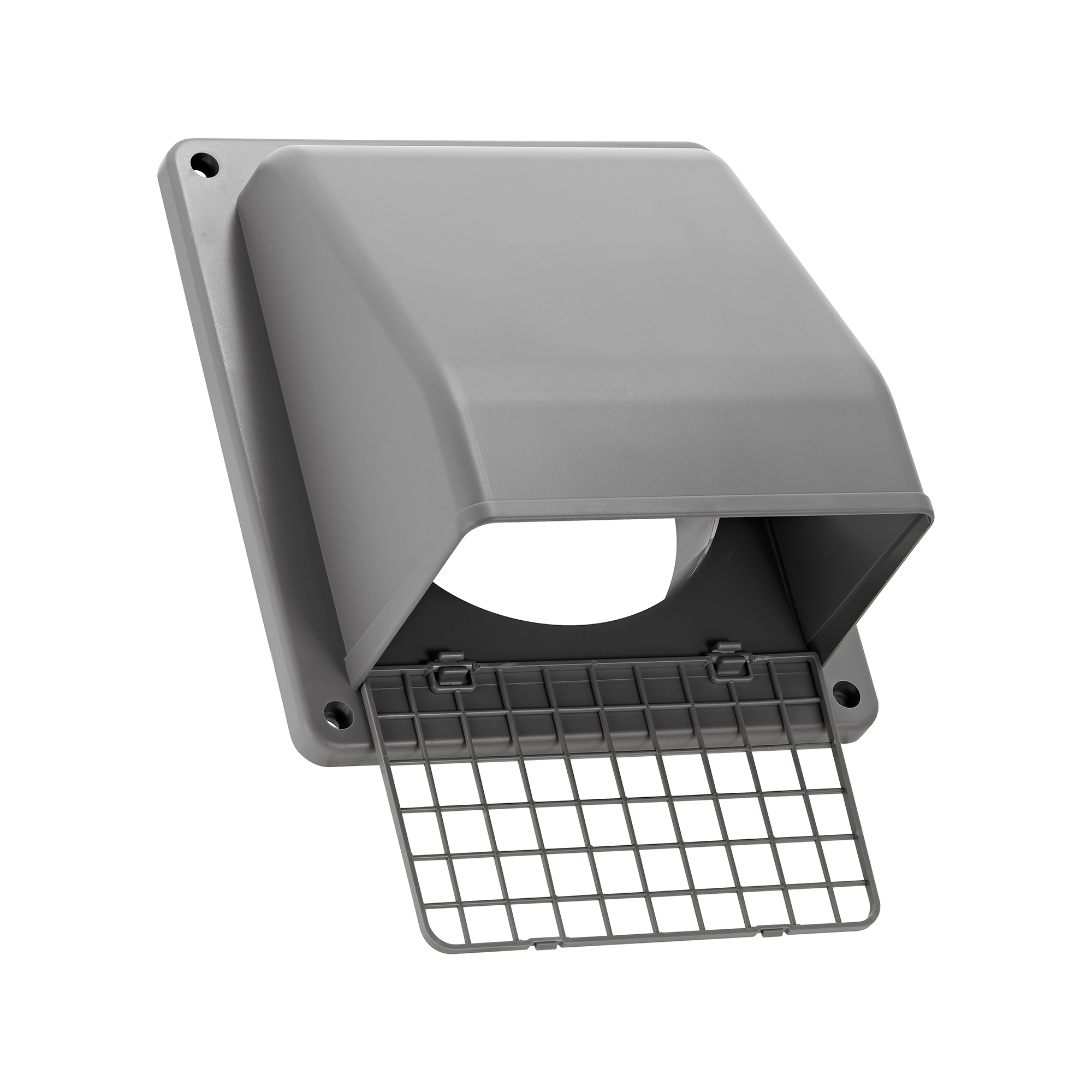 6 inch Gray Plastic Wall Exhaust or Air Intake Vent - Hinged Screen ...