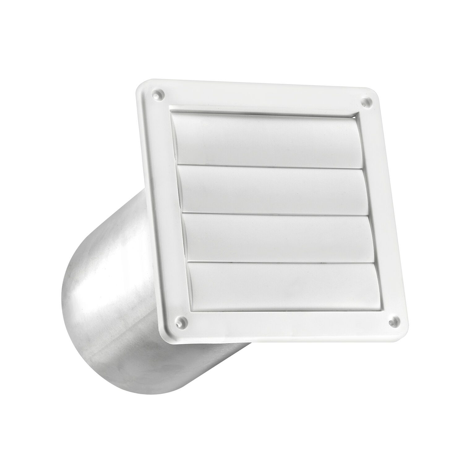 6 inch White Plastic Exhaust Wall Louvered Vent - 11 inch Pipe - Item ...
