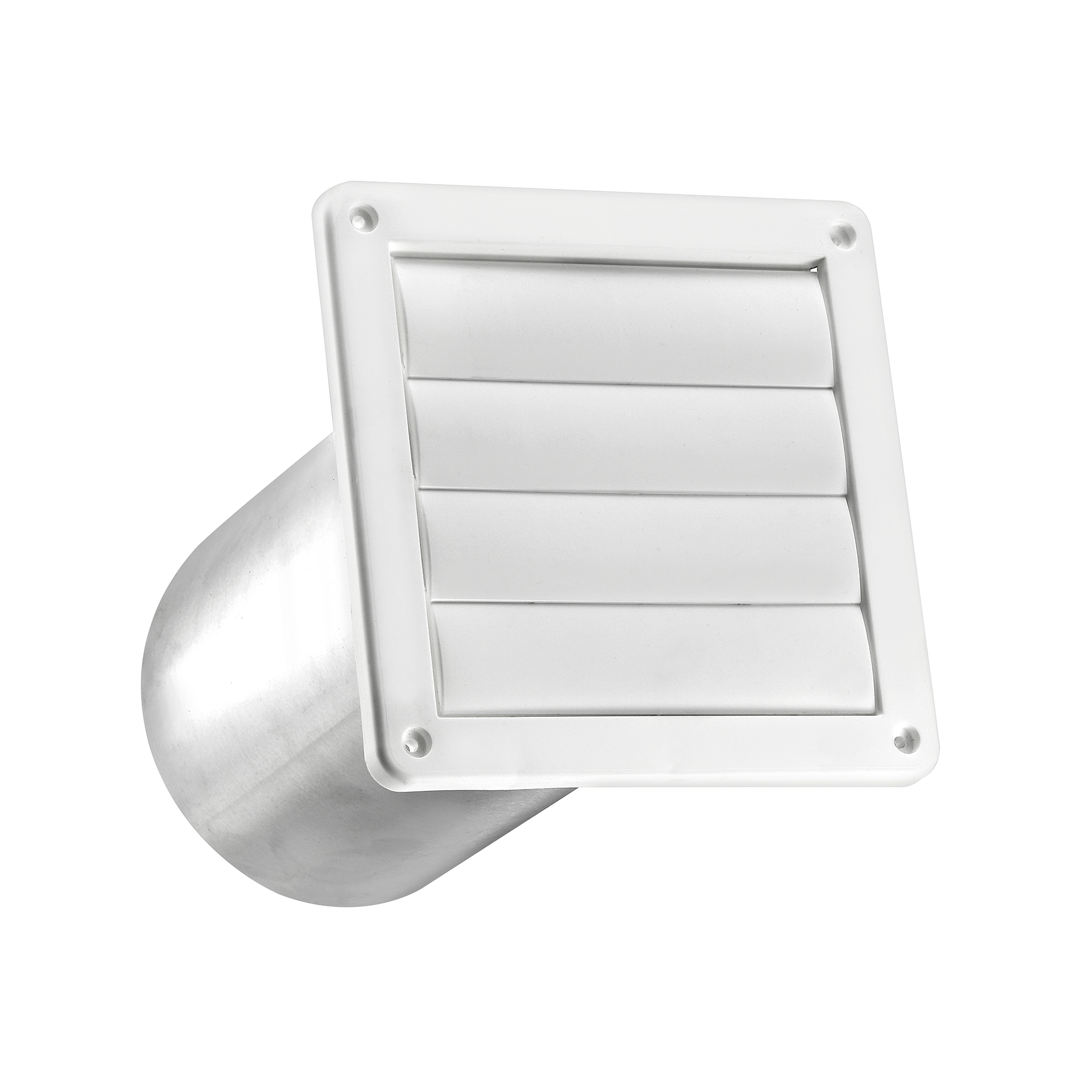 6 inch White Plastic Exhaust Wall Louvered Vent - 11 inch Pipe - Item ...