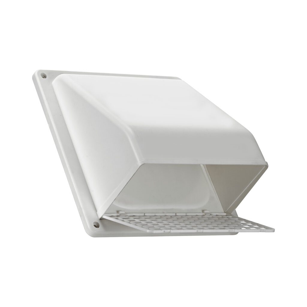 8 inch White Plastic Wall Exhaust or Air Intake Vent - Hinged Screen ...
