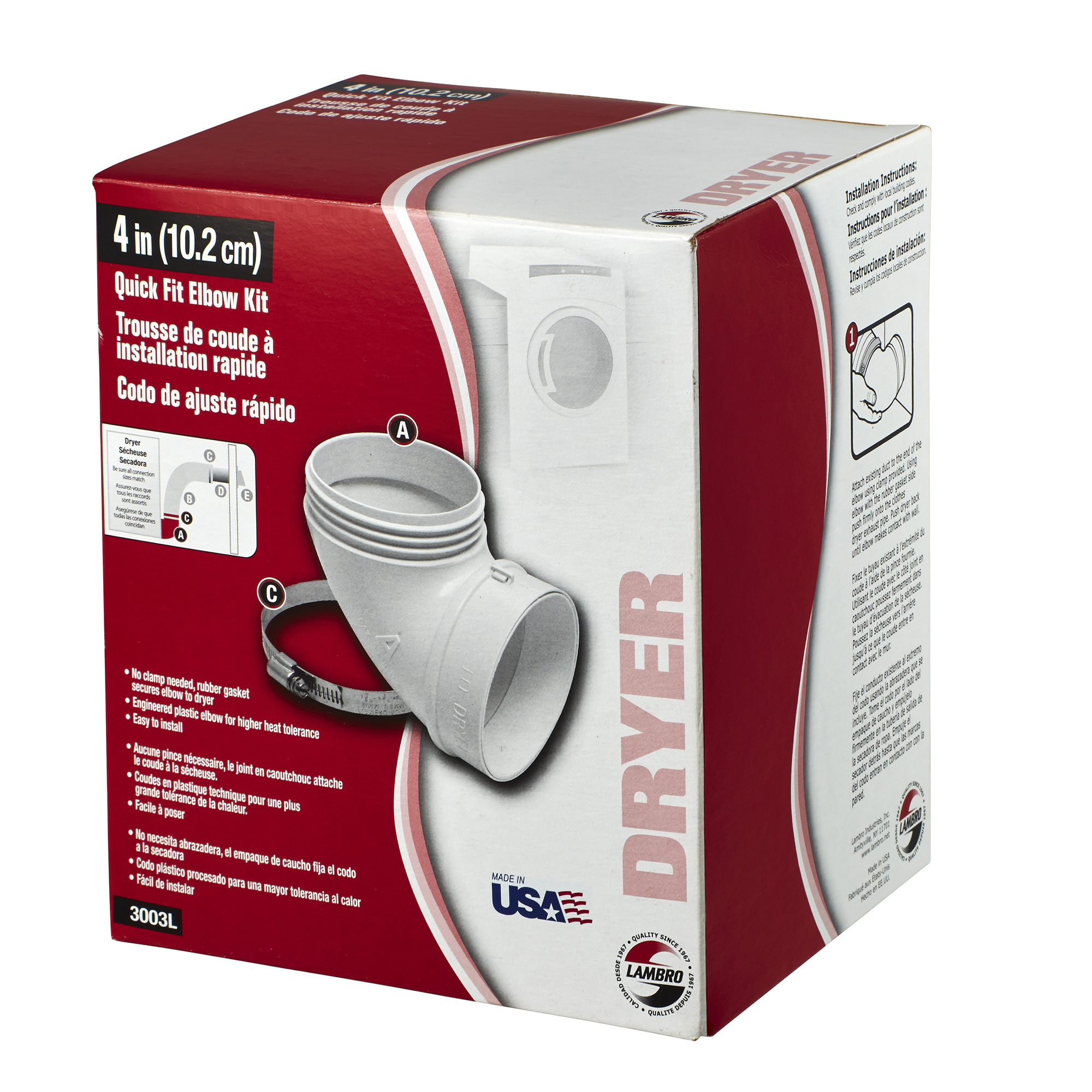 4" Plastic Quick Fit Elbow Kit - 90 Degree - Item #3003L | Lambro ...