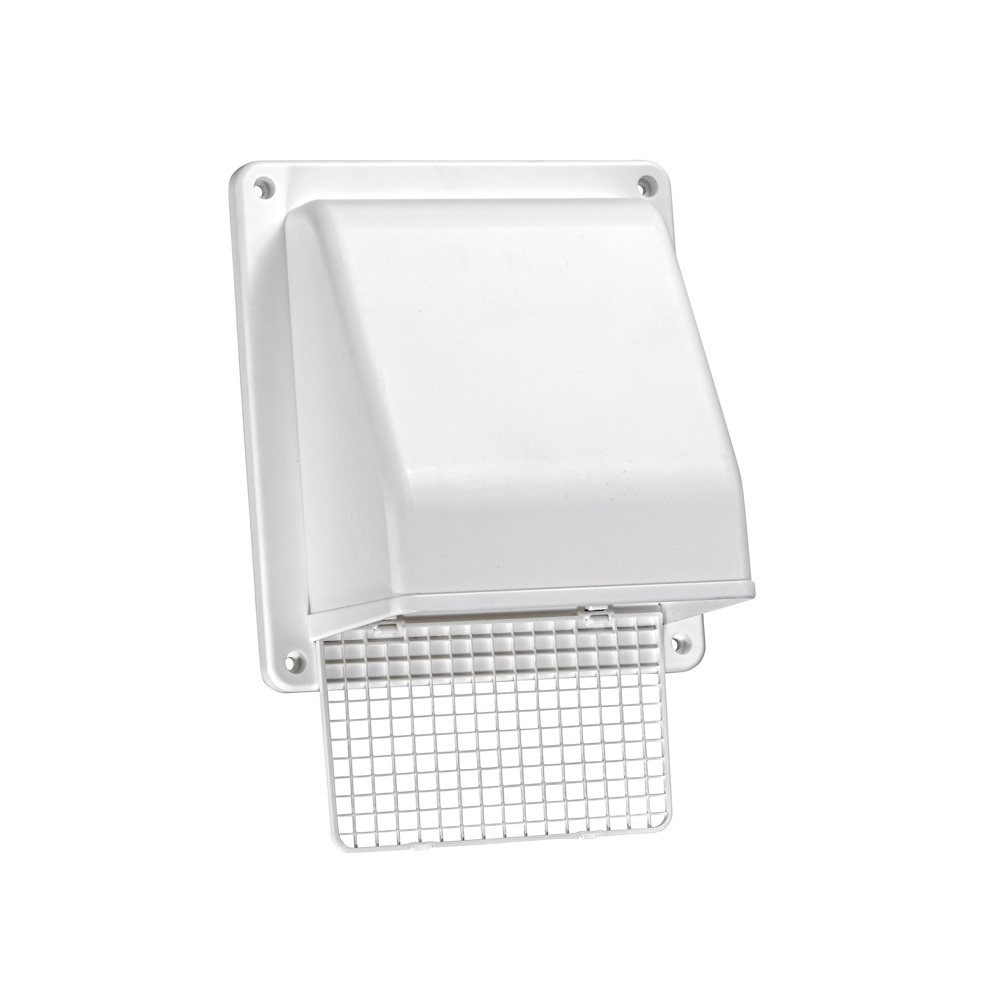 6 inch White Plastic Fresh Air Intake Vent - Hinged Screen - (No Damper ...