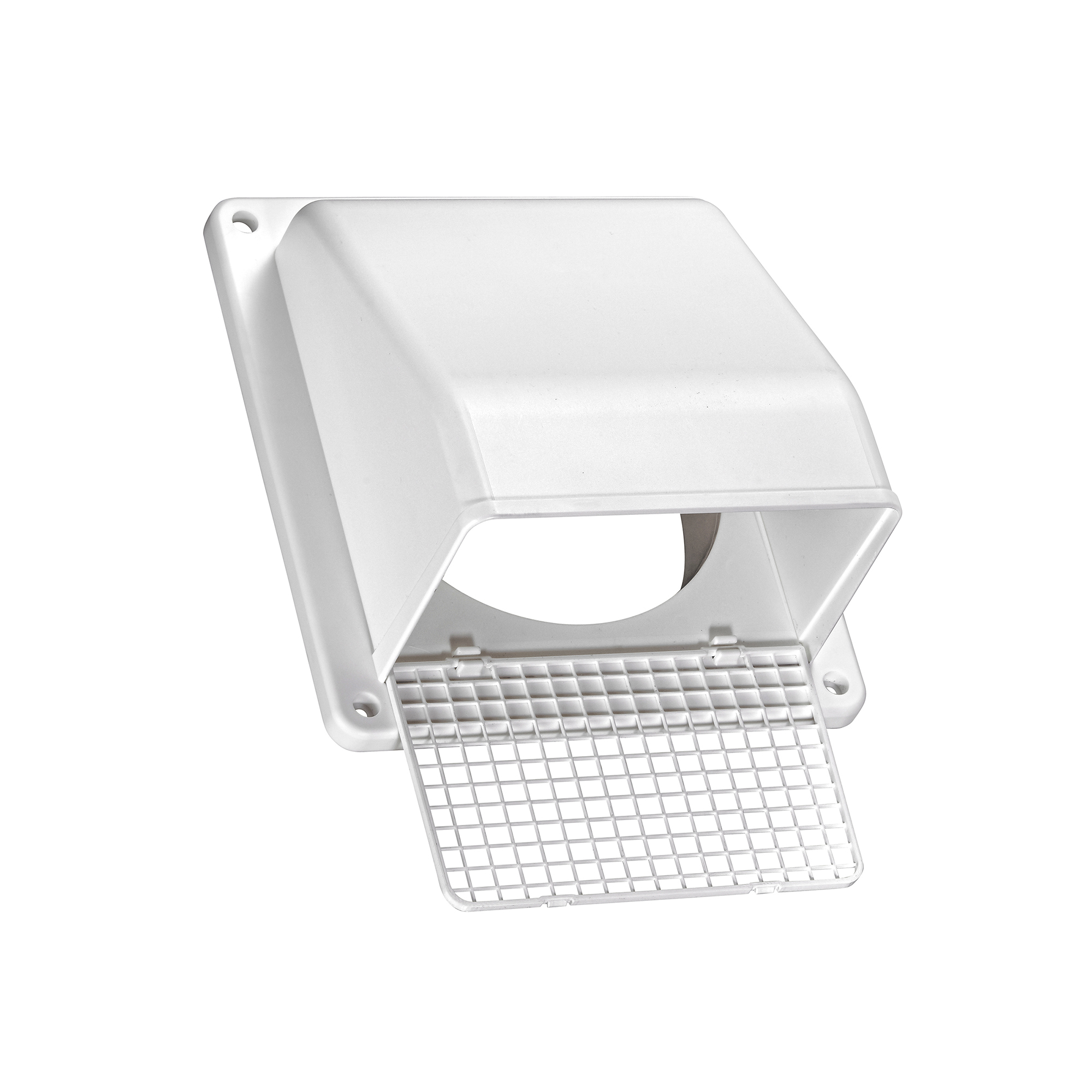 6 inch White Plastic Fresh Air Intake Vent - Hinged Screen - (No Damper ...