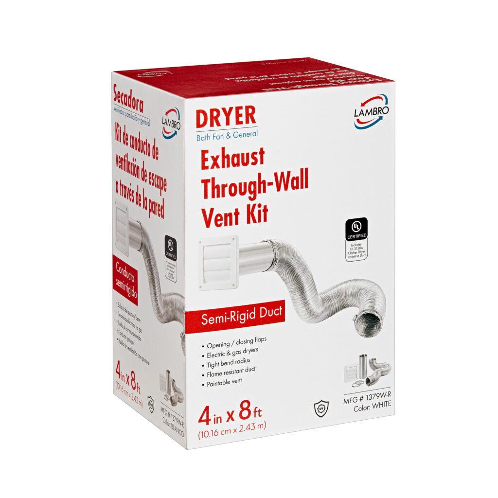 8 Foot Dryer Exhaust Wall Louvered Vent Kit (Retail) - Item #1379W-R