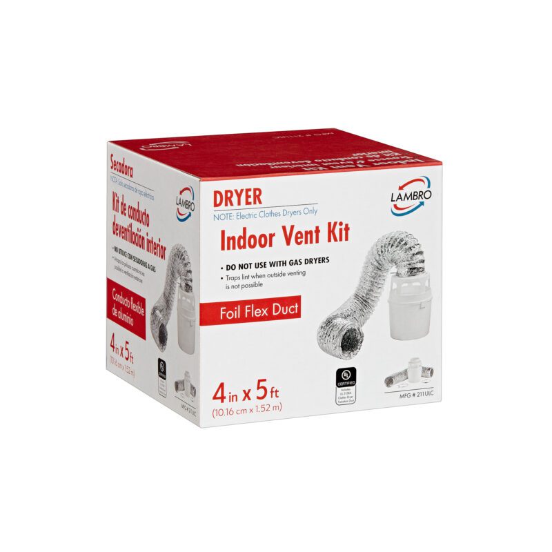 Indoor Vent Kit - 5 foot Indoor Dryer Lint Trap Kit - Item #211ULC