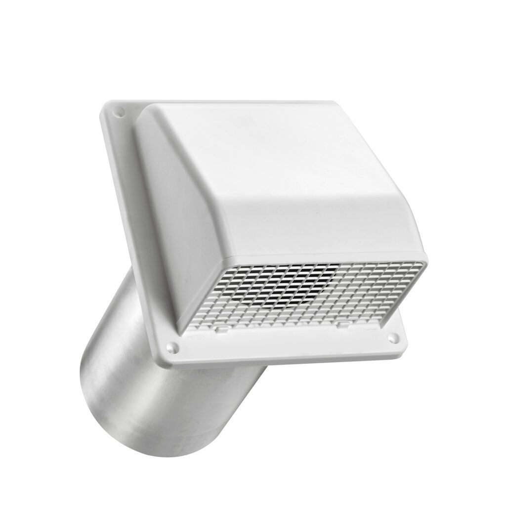 6 inch White Plastic Fresh Air Intake Vent (Hood Style) - Hinged Screen ...