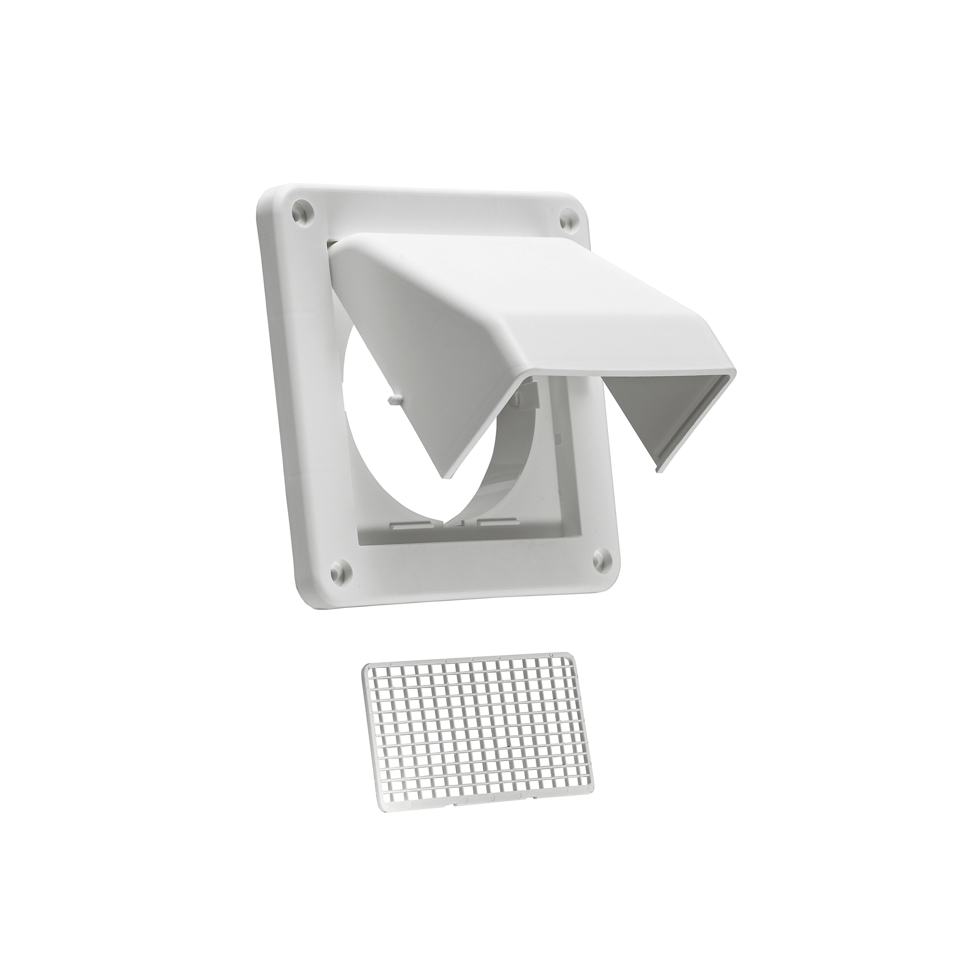 4 inch White Plastic Fresh Air Intake Vent (Hood Style) - Removable ...