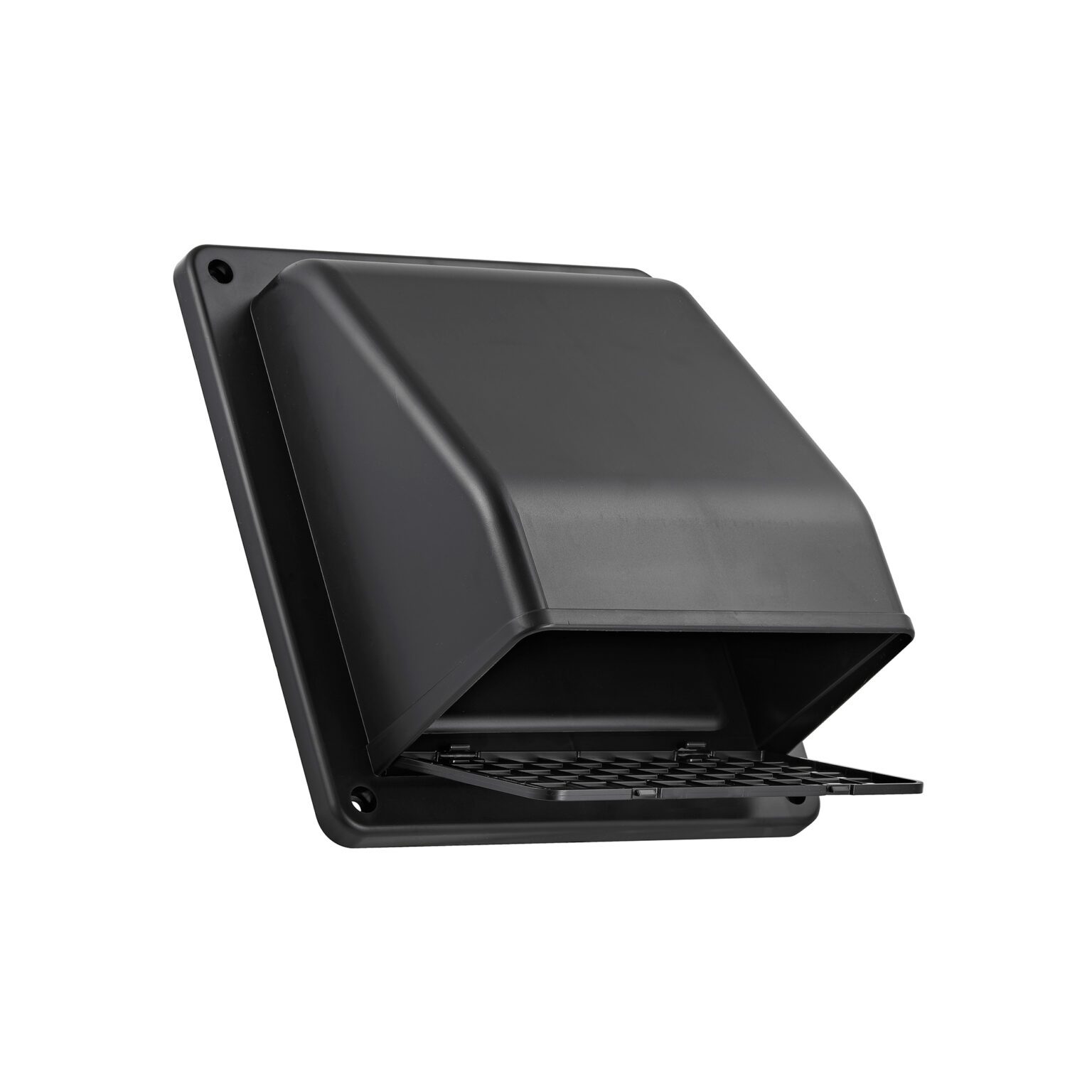 6 inch Black Plastic Wall Exhaust or Air Intake Vent - Hinged Screen ...
