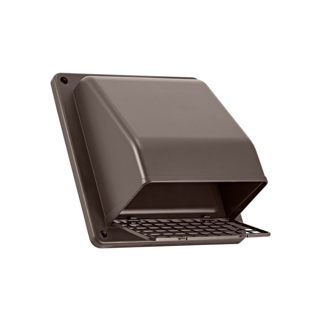 8 inch Brown Plastic Wall Exhaust or Air Intake Vent - Hinged Screen ...